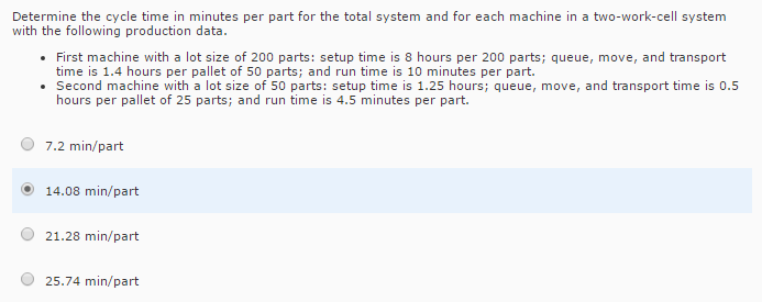 Solved Determine the cycle time in minutes per part for the | Chegg.com