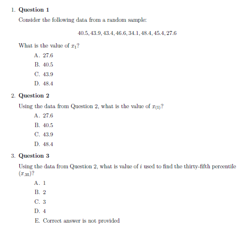 Solved Using the data from Questions 1-4 what is value of | Chegg.com