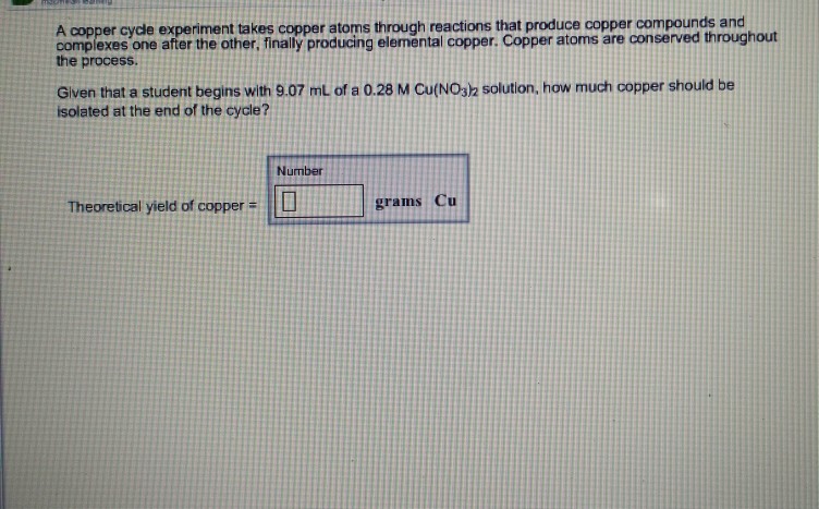Solved A copper cycle experiment takes copper atoms through | Chegg.com