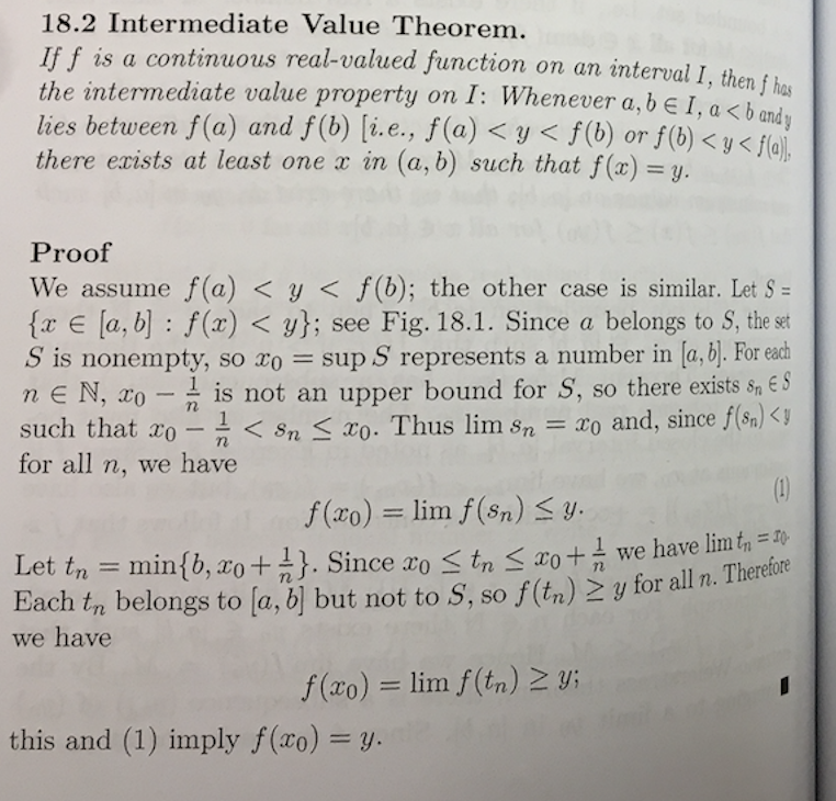 Solved The proof of the Intermediate Value Theorem in the | Chegg.com