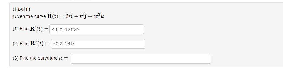 Solved Given the curve R(t) = 3ti + t^2j - 4t^3k Find R'(t) | Chegg.com
