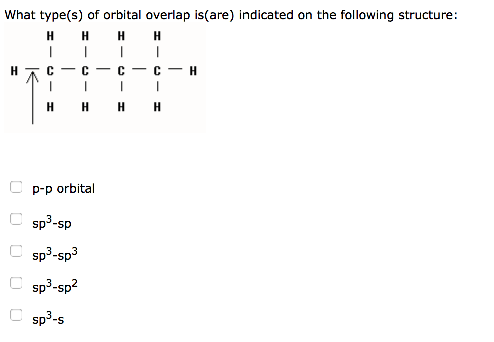 Solved What Type S Of Orbital Overlap Is Are Indicated On