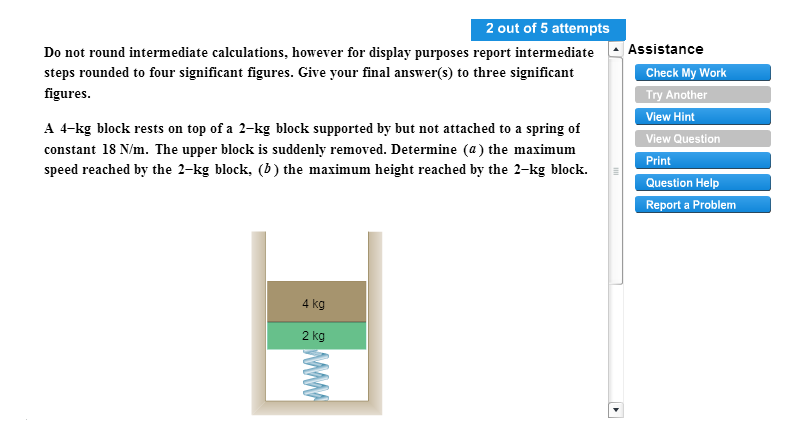 Solved A 4 kg block rests on top of a 2 kg block supported | Chegg.com