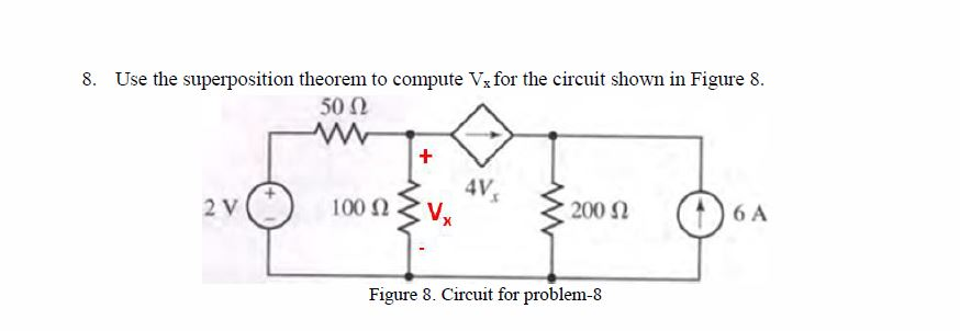 Solved 8. Use the superposition theorem to compute Vx for | Chegg.com