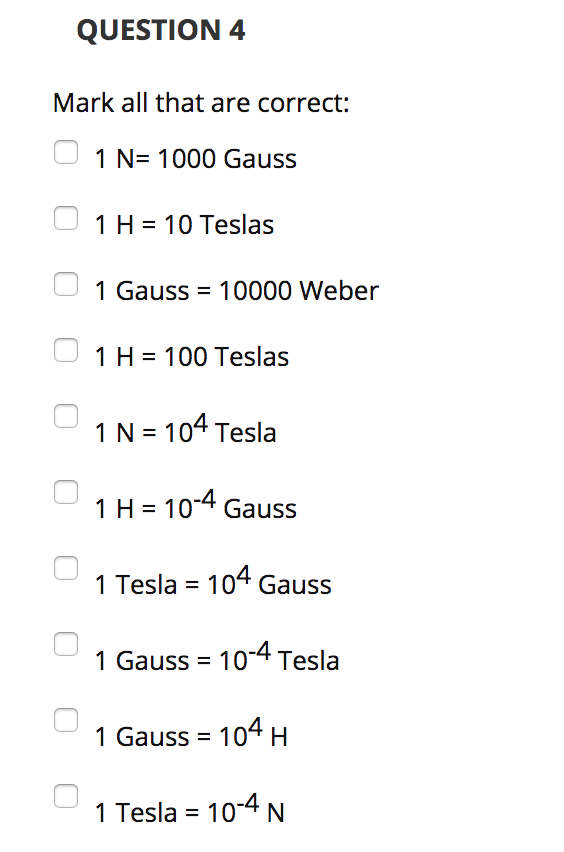Solved QUESTION 4 Mark All That Are Correct 1 N 1000 Gauss Chegg
