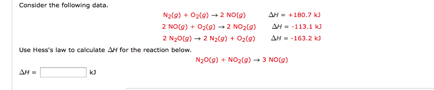 Solved Consider the following data. N2(g) O2 (g) 2 NO(g) AH | Chegg.com