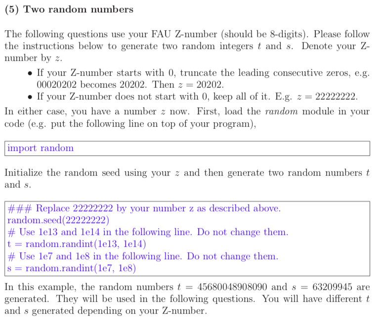 (5) Two random numbers The following questions use | Chegg.com