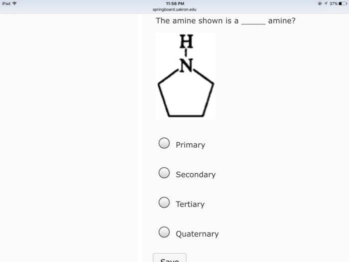 Solved The amine shown is a is a amine? NH2 O Primary O | Chegg.com