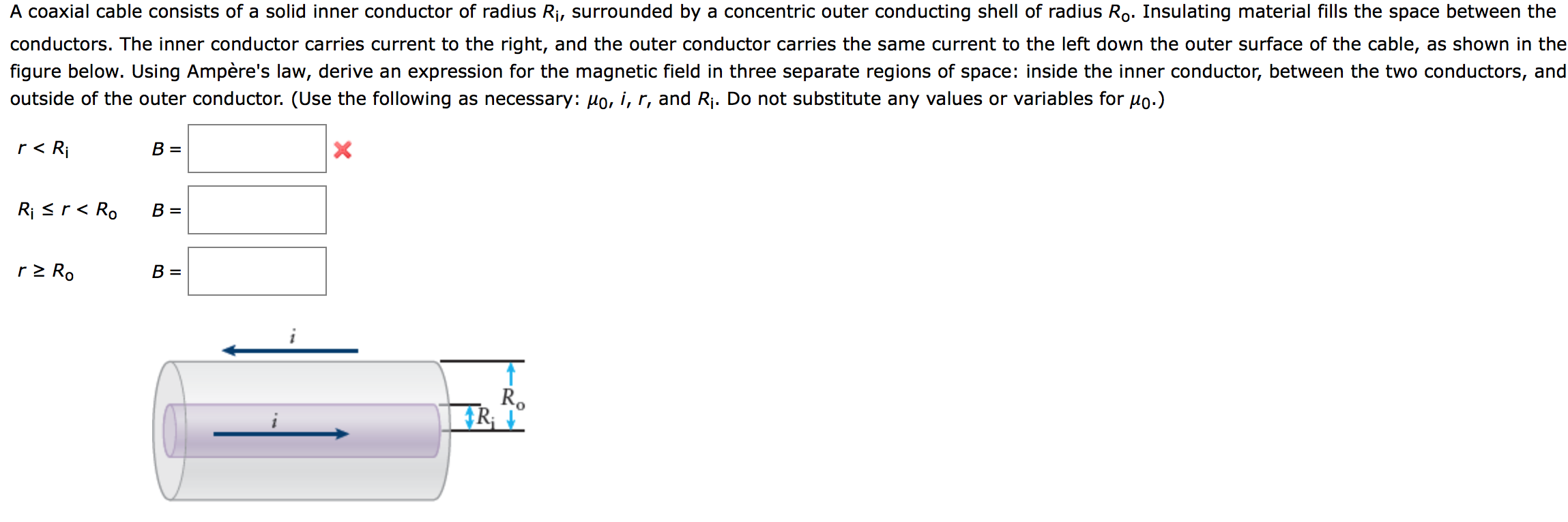 Solved A coaxial cable consists of a solid inner conductor | Chegg.com