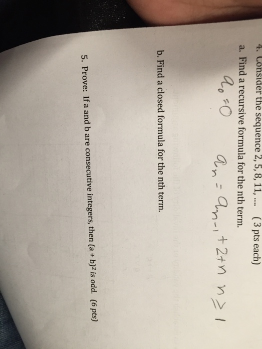 Solved Consider the sequence 2, 5, 8, 11, ... Find a | Chegg.com