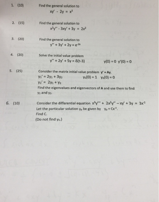 Solved Find the general solution to xy' - 2y = x^3 Find the | Chegg.com