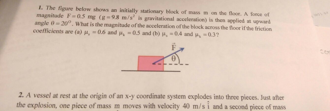 Solved The figure below shows an initially stationary block | Chegg.com