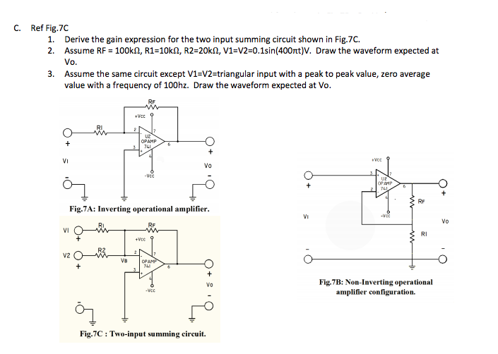 Solved C. Ref Fig.7C 1. Derive the gain expression for the | Chegg.com