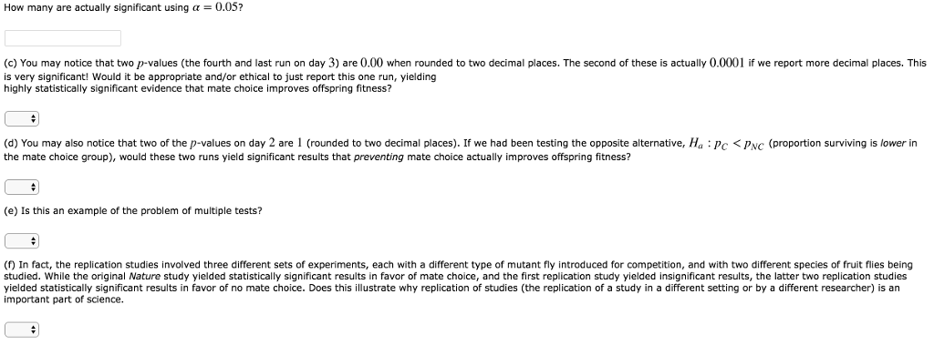 Mating Choice and offspring Fitness: Mini-Experiments | Chegg.com