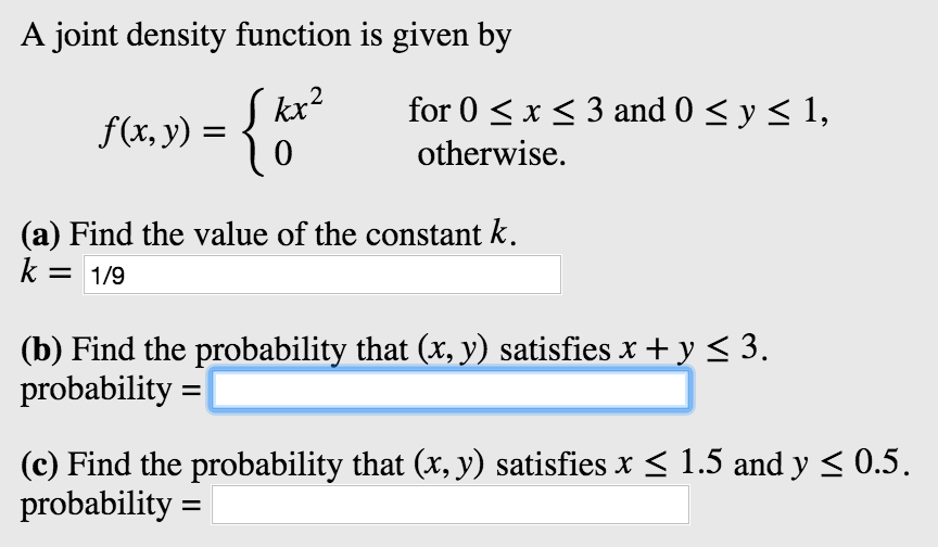 Solved A joint density function is given by (a) Find the | Chegg.com