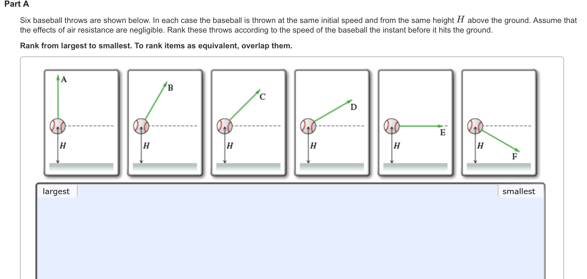 Solved Six baseball throws are shown below. In each case the | Chegg.com