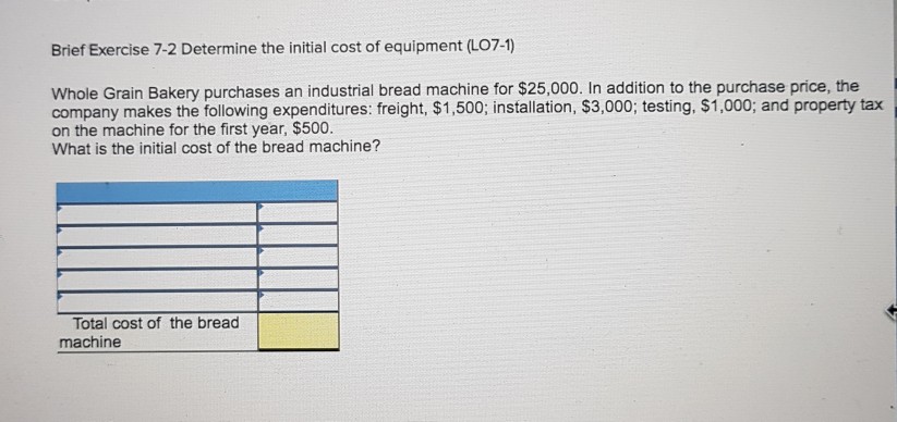 Solved Brief Exercise 7-2 Determine the initial cost of | Chegg.com Solved Brief Exercise 7-2 Determine the initial cost of | Chegg.com