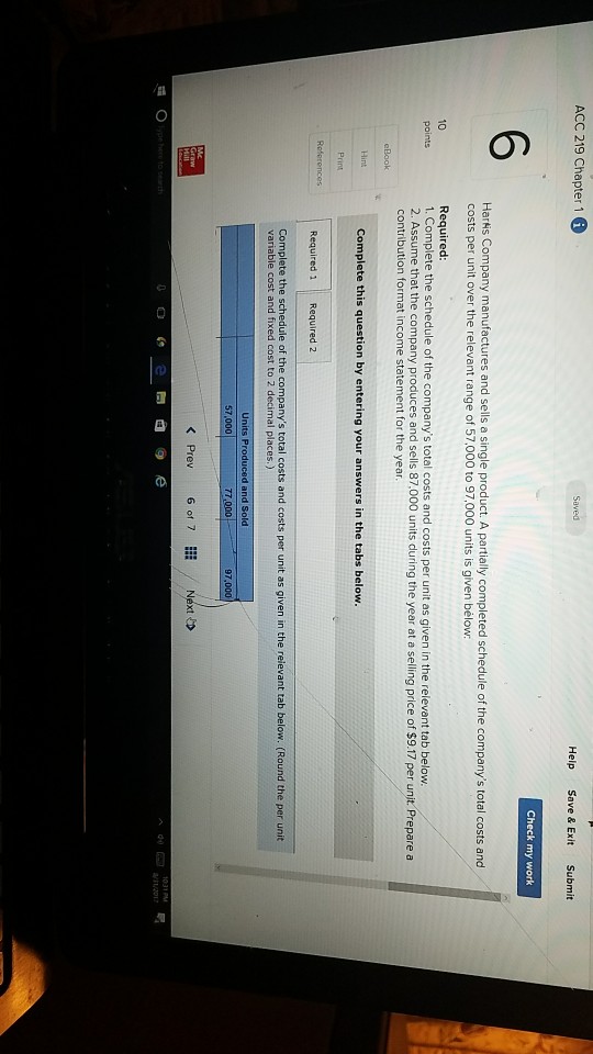 Solved ACC 219 Chapter 1 6 Saved Help Save & Exit Submit | Chegg.com