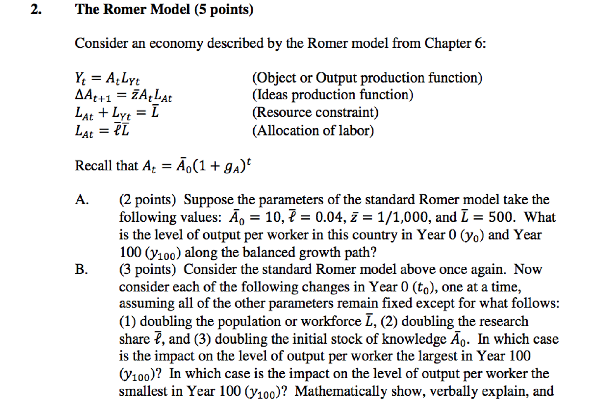 Solved Consider an economy described by the Romer model from | Chegg.com