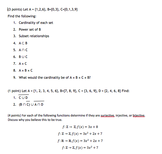 Solved Let A = {1, 2, 6}, B={0, 3}, C={0, 1, 3, 9} Find the | Chegg.com