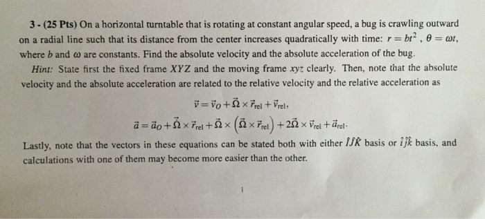 Solved On a horizontal turntable that is rotating at | Chegg.com