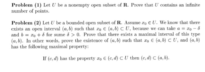 Solved Let U be a nonempty open subset of R. Prove that U | Chegg.com Solved Let U be a nonempty open subset of R. Prove that U | Chegg.com