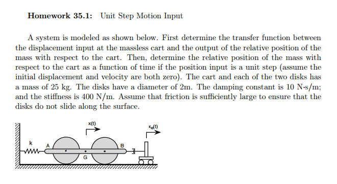 Solved Homework 35.1: Unit Step Motion Input A system is | Chegg.com