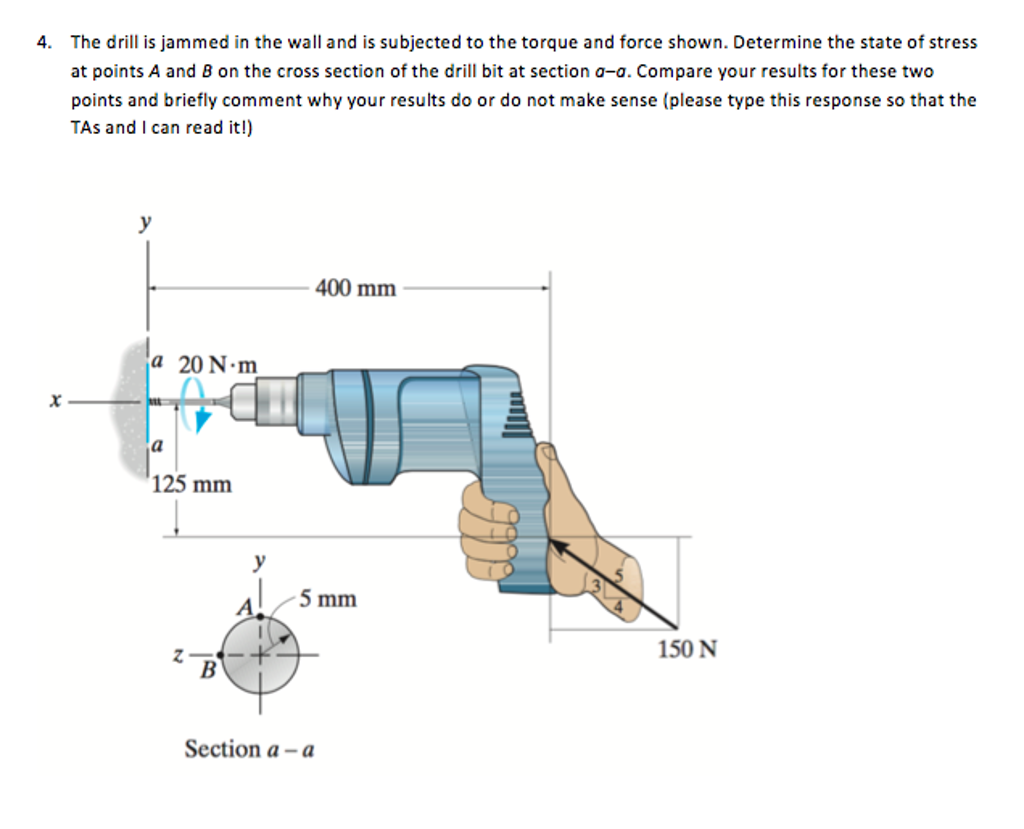 The drill is jammed in the wall and is subjected to | Chegg.com