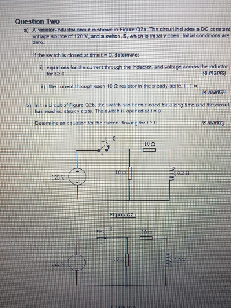 Solved A A Resistor Inductor Circuit Is Shown In Figure