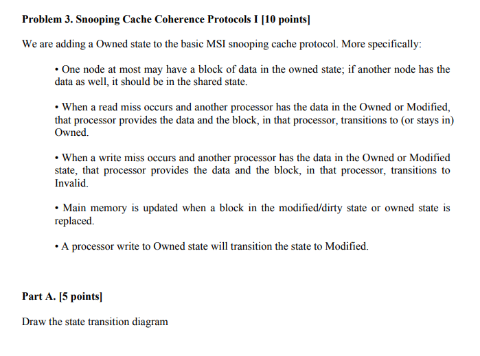 Problem 3. Snooping Cache Coherence Protocols I [10 | Chegg.com