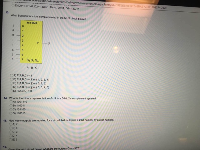 Solved What Boolean function is implemented in the MUX | Chegg.com