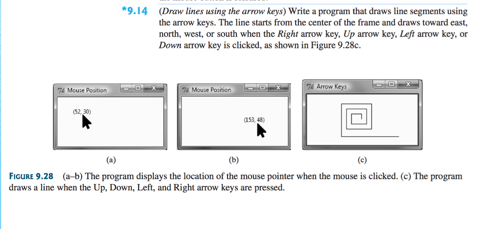 9.14 (Draw lines using the arrow keys) Write a | Chegg.com