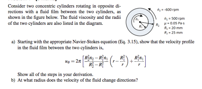 Consider two concentric cylinders rotating in | Chegg.com