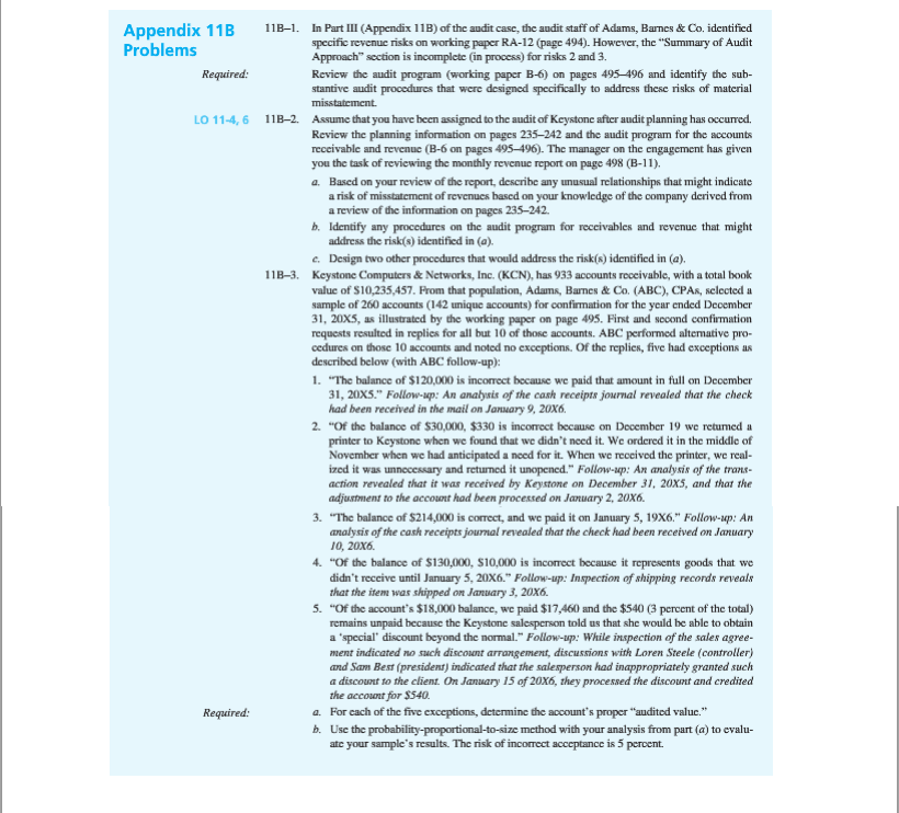 In Part III (Appendix 11B) of the and case, the audit | Chegg.com