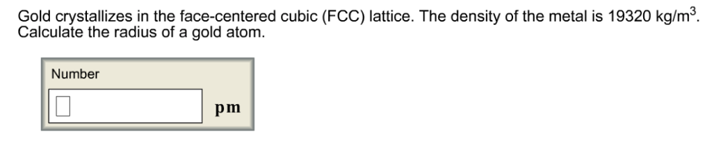 Solved Gold crystallizes in the face-centered cubic (FCC) | Chegg.com