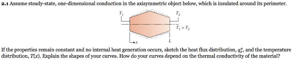 Solved 2 1 Assume Steady State One Dimensional Conduction