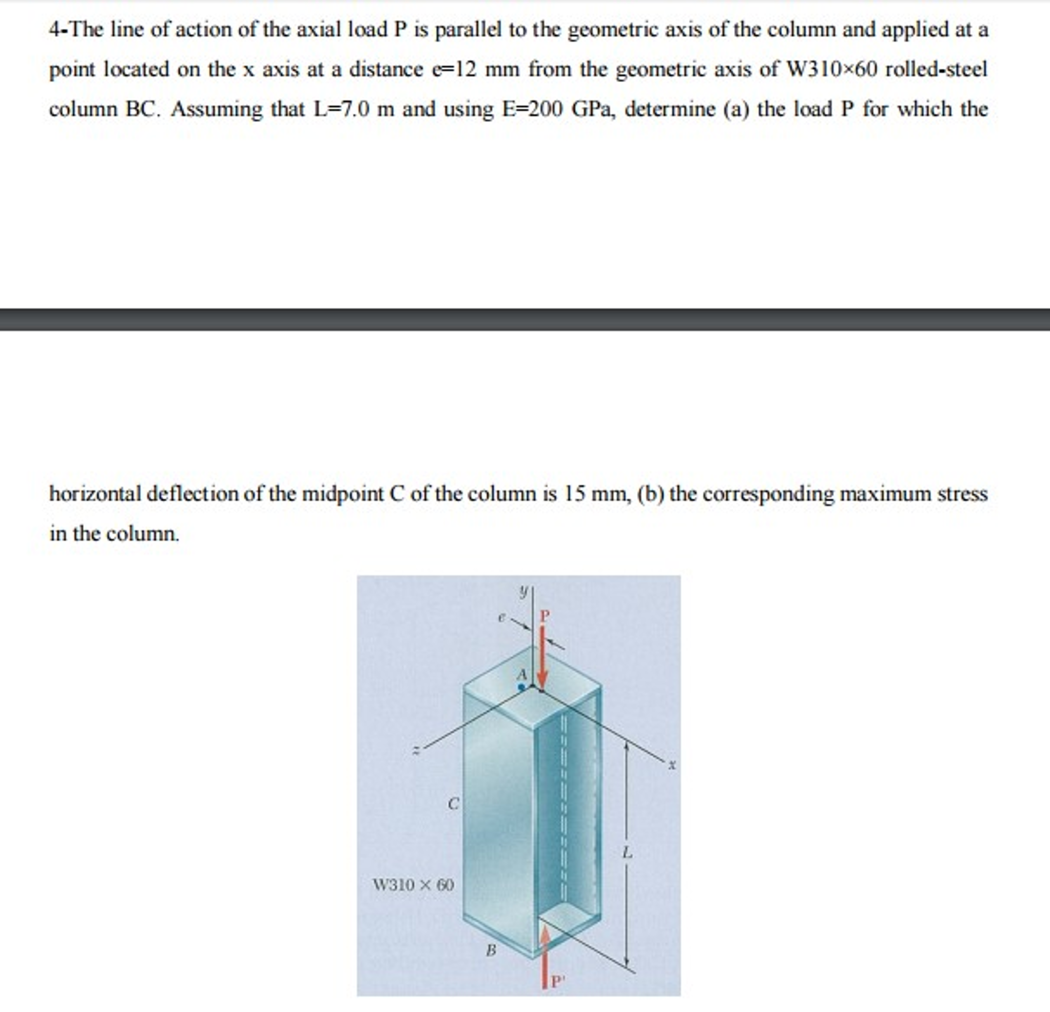 The line of action of the axial load P is parallel to | Chegg.com