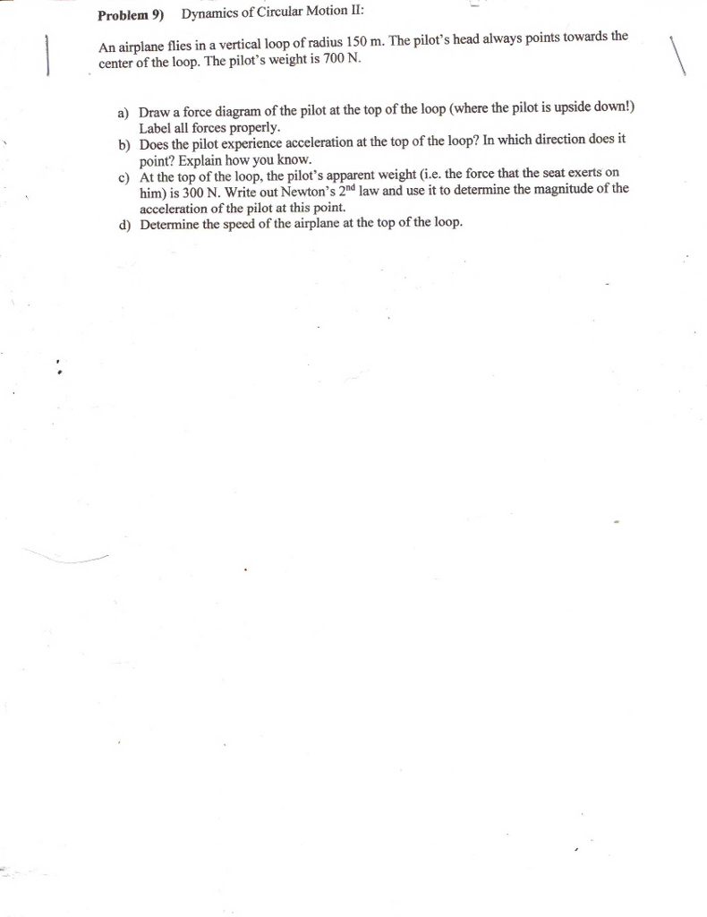 Solved Problem 9) Dynamics of Circular Motion II: An | Chegg.com