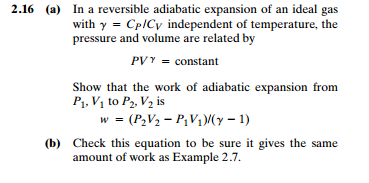 Solved In a reversible adiabatic expansion of an ideal gas | Chegg.com