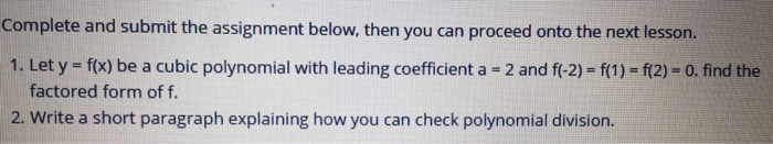 Solved Complete and submit the assignment below, then you | Chegg.com