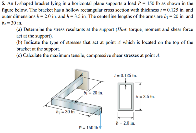 Solved An L-shaped bracket lying in a horizontal plane | Chegg.com