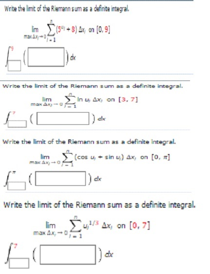 Solved Write the limit of the Riemann sum as a definite | Chegg.com