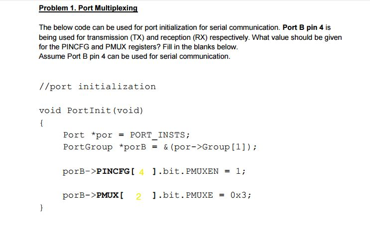 The below code can be used for port initialization | Chegg.com