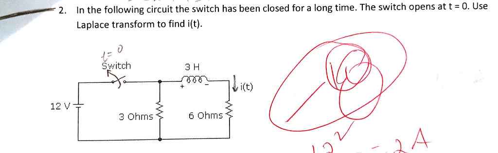 Solved In the following circuit the switch has been closed | Chegg.com
