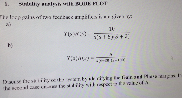 Solved Stability analysis with BODE PLOT The loop gains of | Chegg.com
