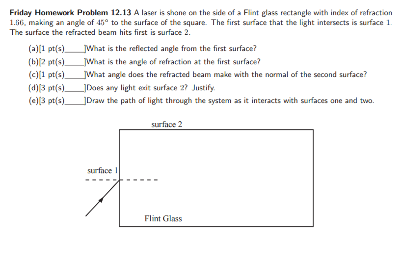 Solved A laser is shone on the side of a Flint glass | Chegg.com
