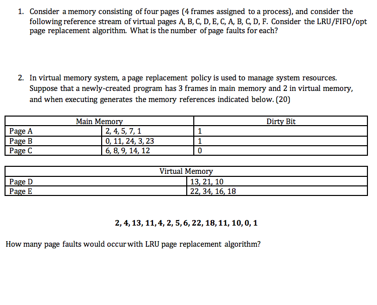 Solved 1. Consider a memory consisting of four pages (4 | Chegg.com