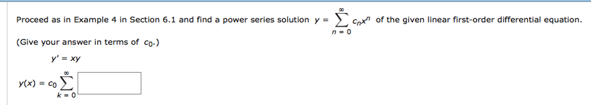 Solved Find a power series solution y= sigma^infinity _n=0 | Chegg.com