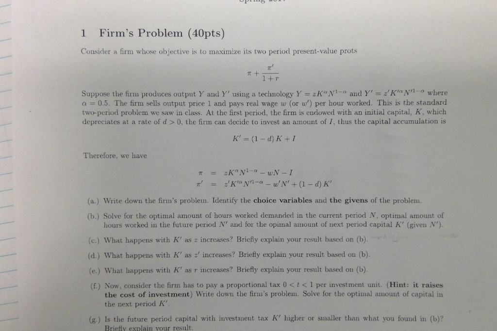 Consider a firm whose objective is to maximize its | Chegg.com