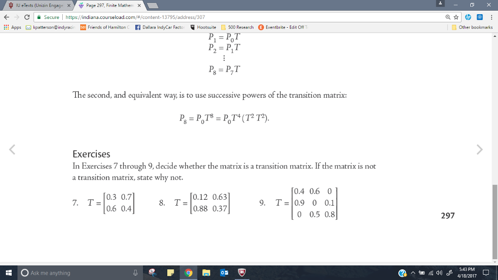 Solved Iu Texts Unizin Engage X Y Pag 297 Finite Math X C